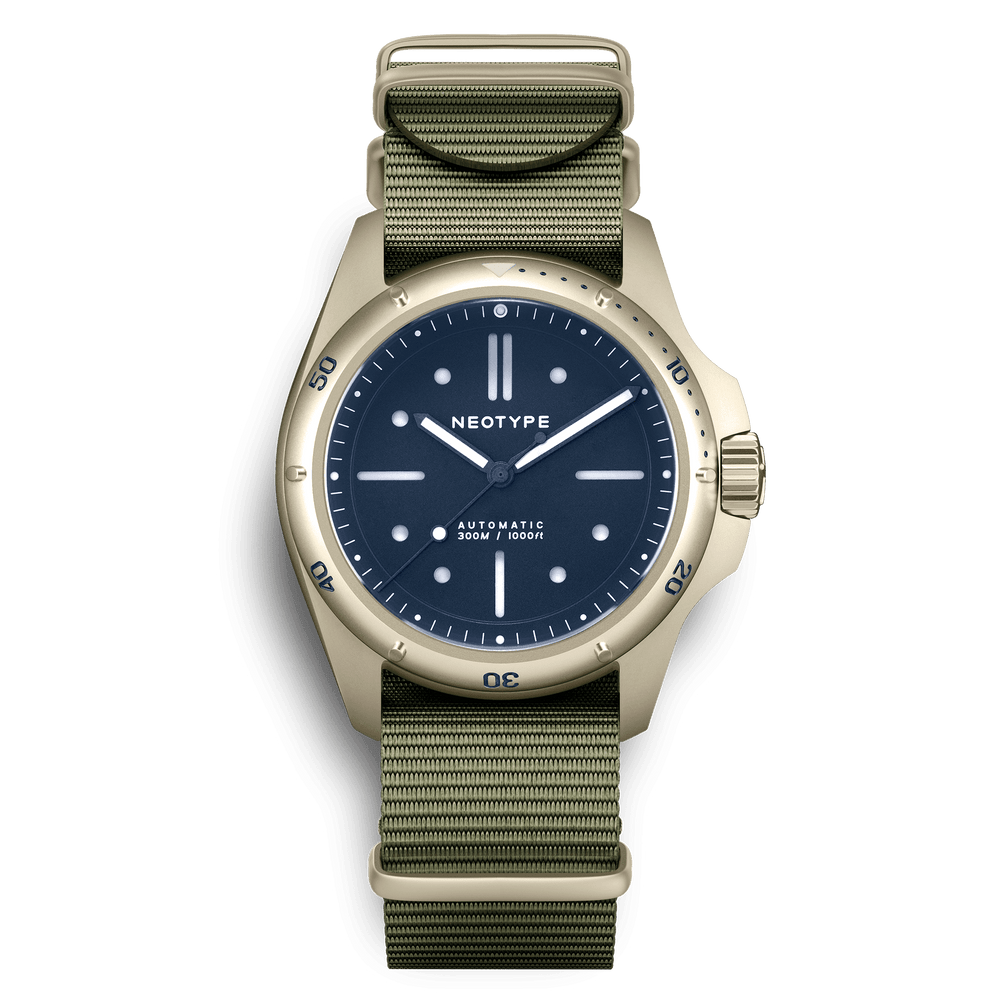 Diving watch - Steel PVD Gold / Blue - Model LM01 Type D | NEOTYPE WATCHES